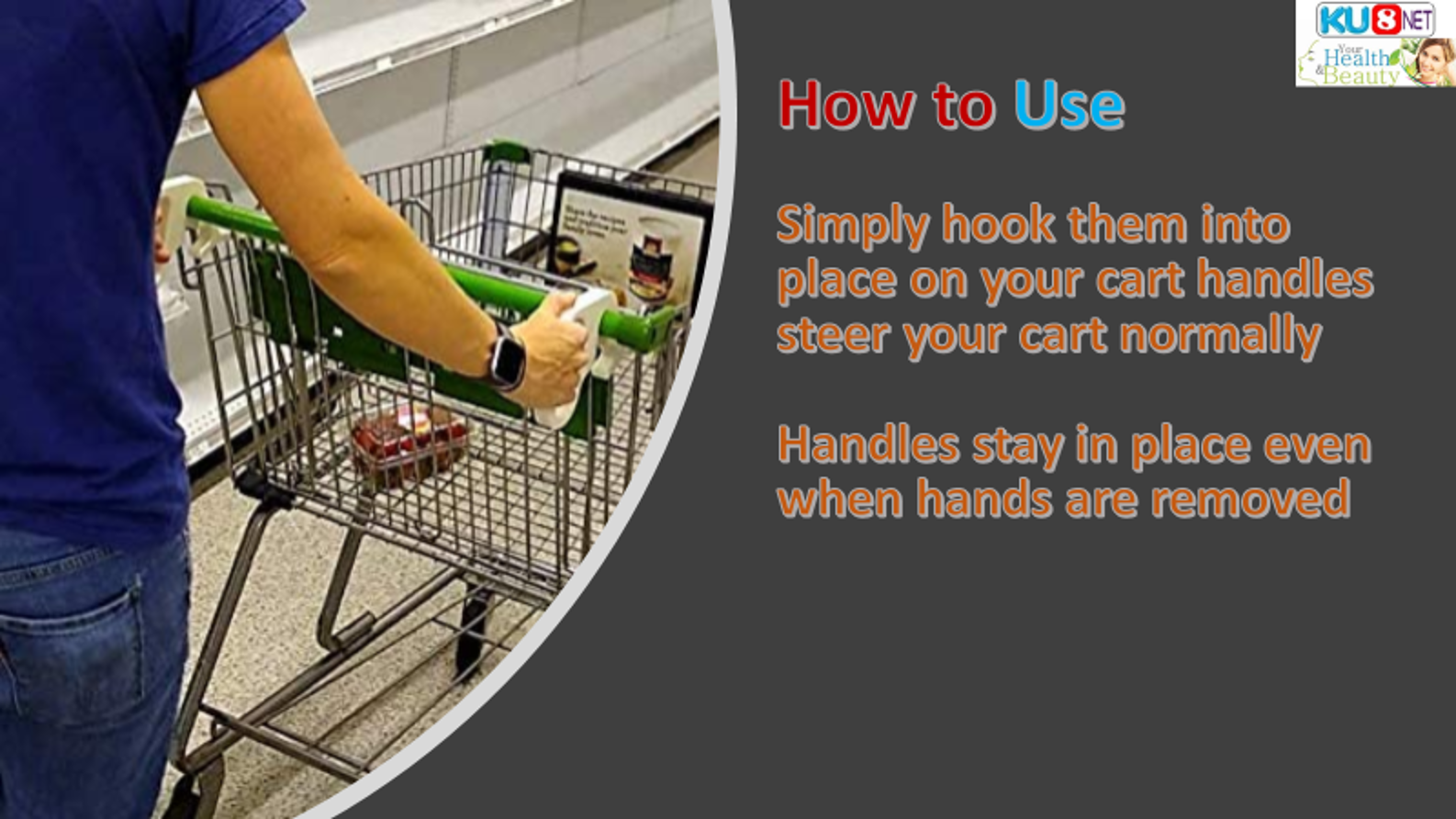 Sanitary Shopping Cart Handles- Set of 2 Hands-Free Anti-Germ Multi ...